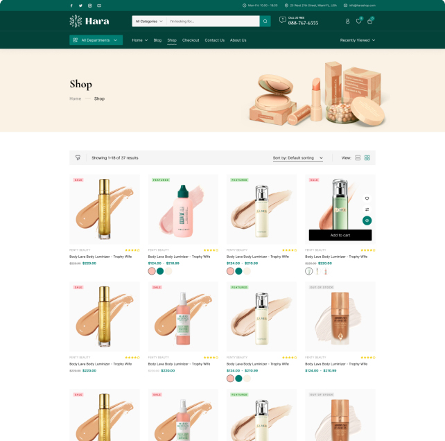 Hara - Beauty and Cosmetics Shop WooCommerce Theme
